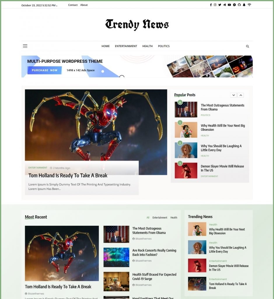 Trendy News Free WordPress Theme